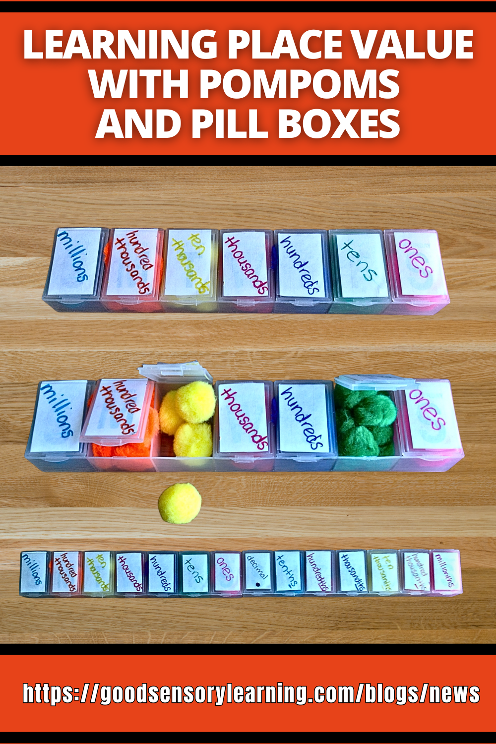 Place Value Boxes - Pompoms and Pill Boxes