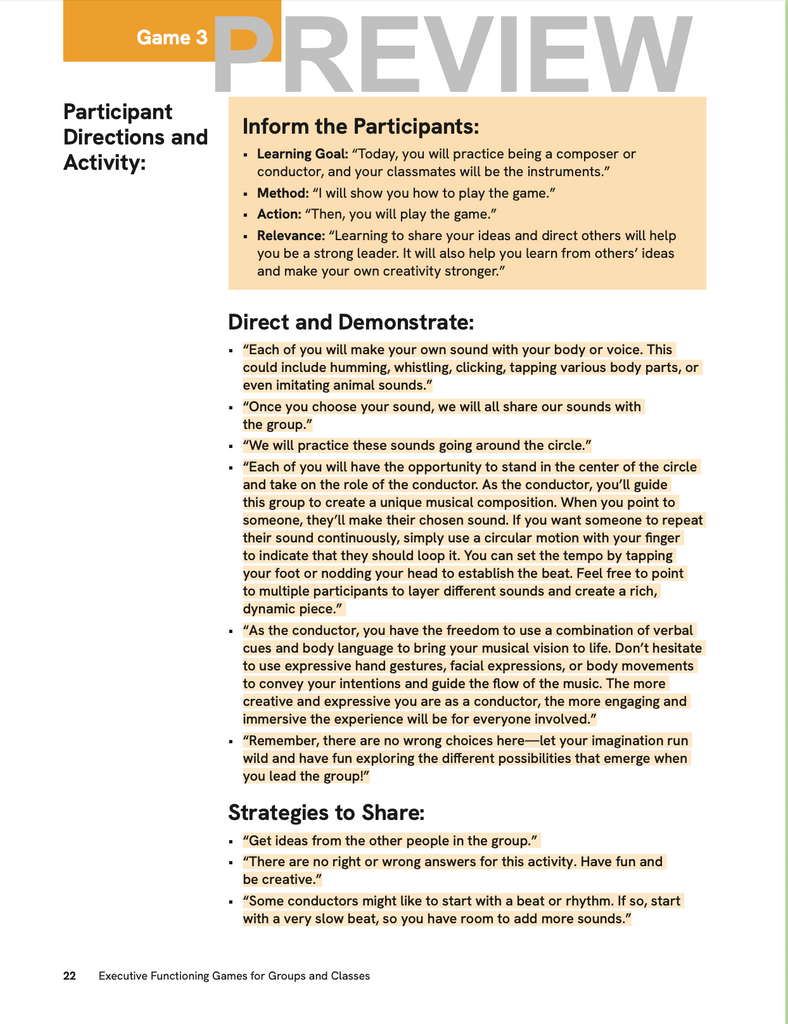 Executive Functioning Games for Groups and Classes – Good Sensory Learning