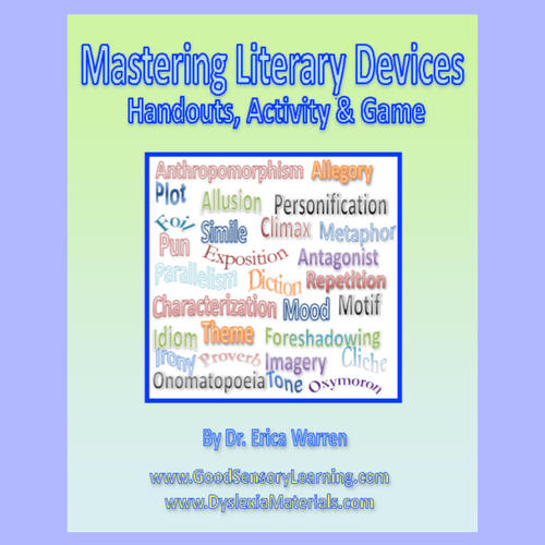 Literary Elements Game Activity Handouts | Good Sensory Learning