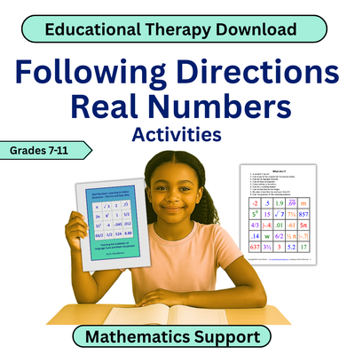 Real Numbers Following Directions - Math Vocabulary