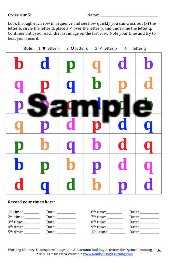 Working Memory & Integration activities| Good Sensory Learning